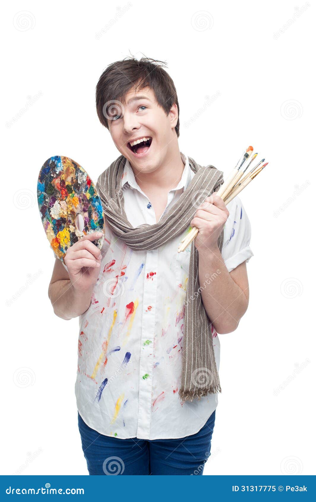 Happy painter stock image. Image of comic, white, standing - 31317775