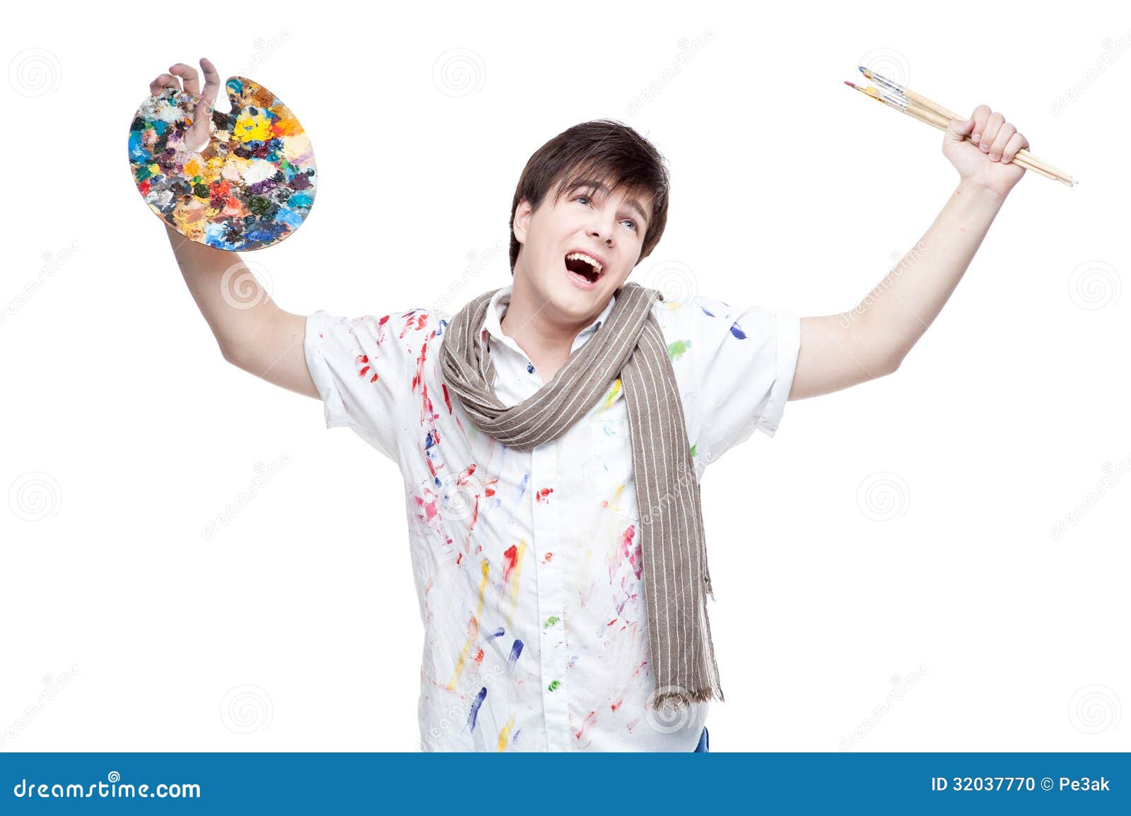 Happy painter stock photo. Image of thoughtful, happiness - 32037770