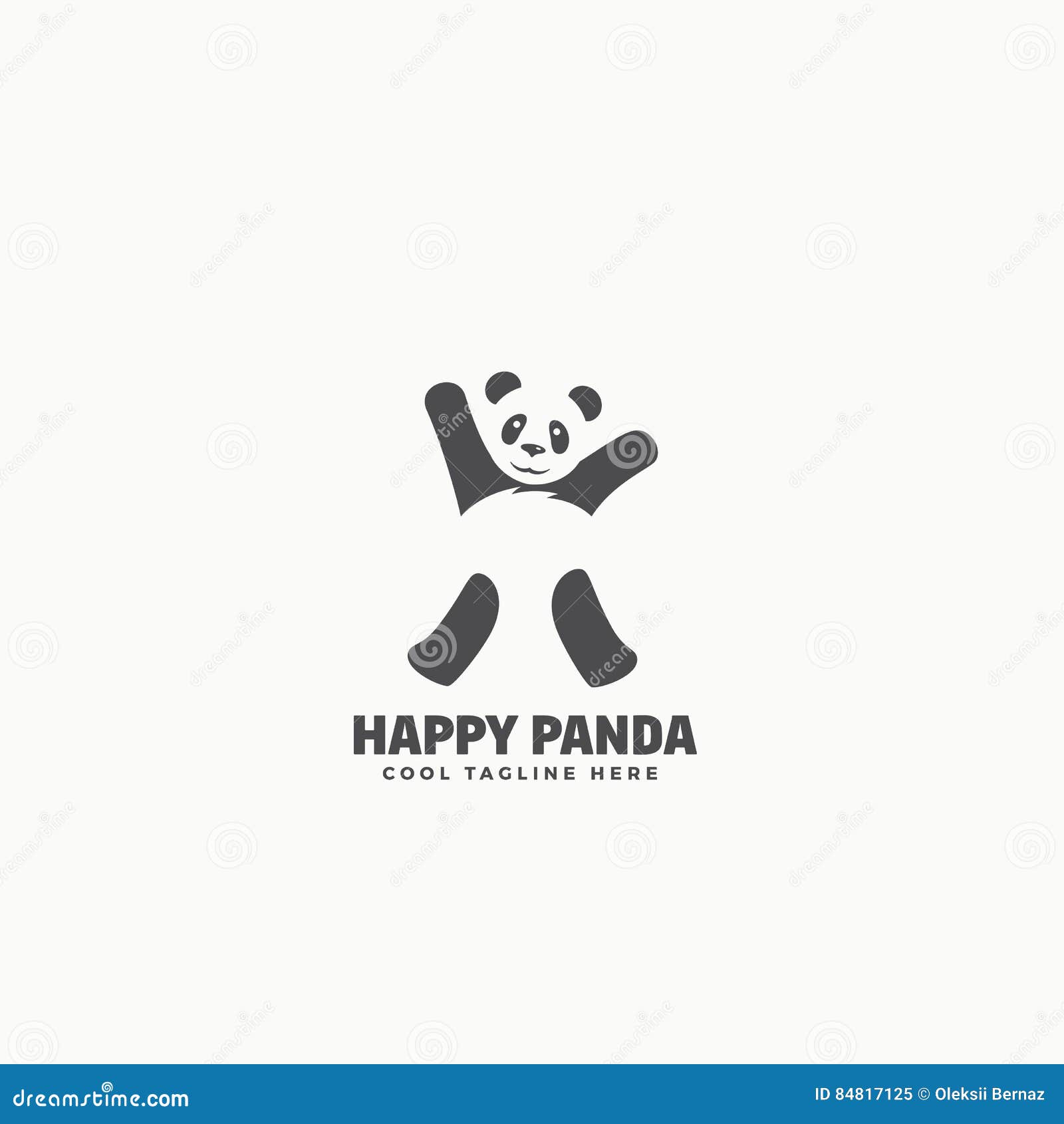 Happy Panda Abstract Vector Emblem or Logo Template. Funny Dancing Bear ...