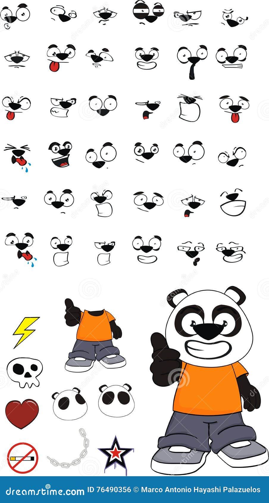 Happy Panda Bear Kid Cartoon Expressions Set Stock Vector ...