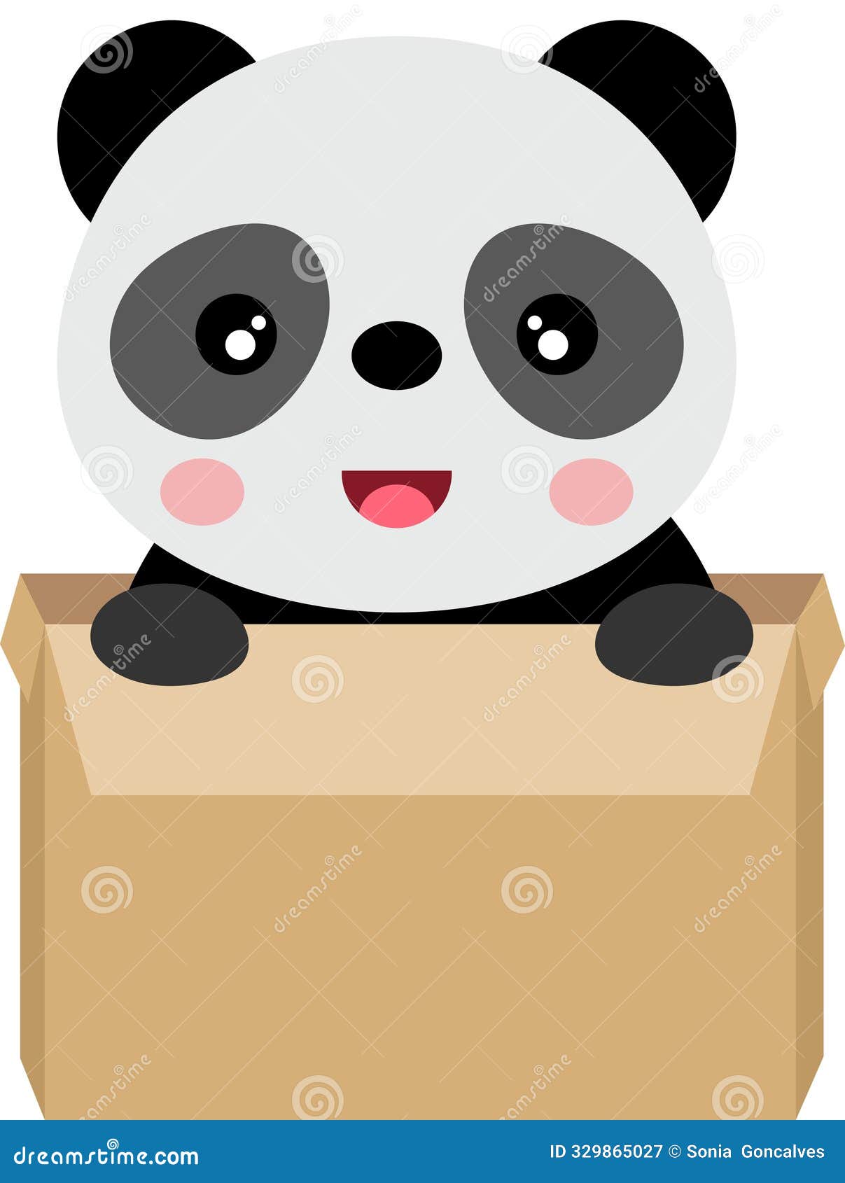 Happy Panda in Cardboard Box Stock Vector - Illustration of child ...