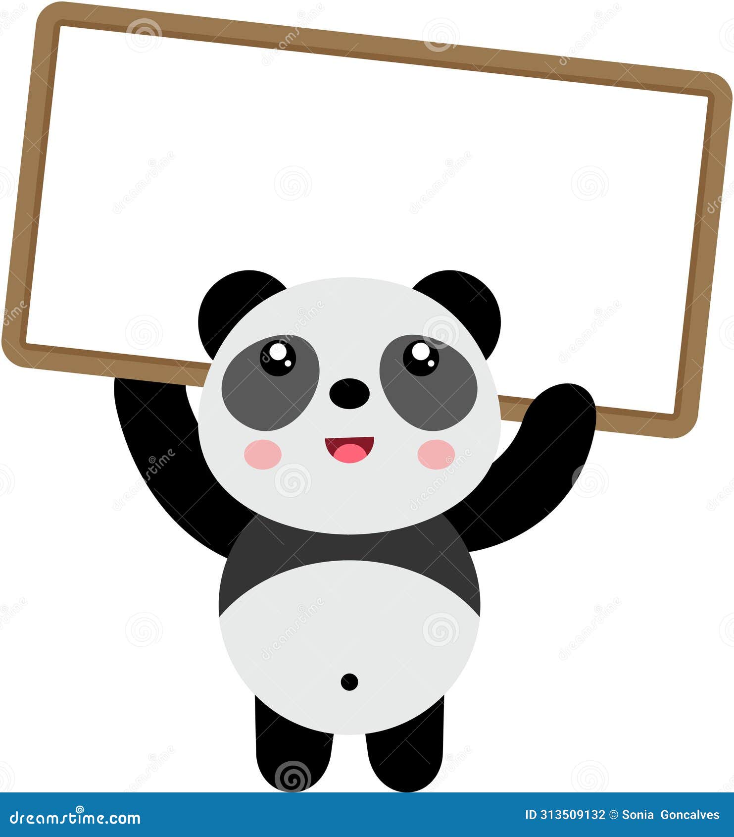 Happy Panda Holding a Blank Signboard Stock Vector - Illustration of ...