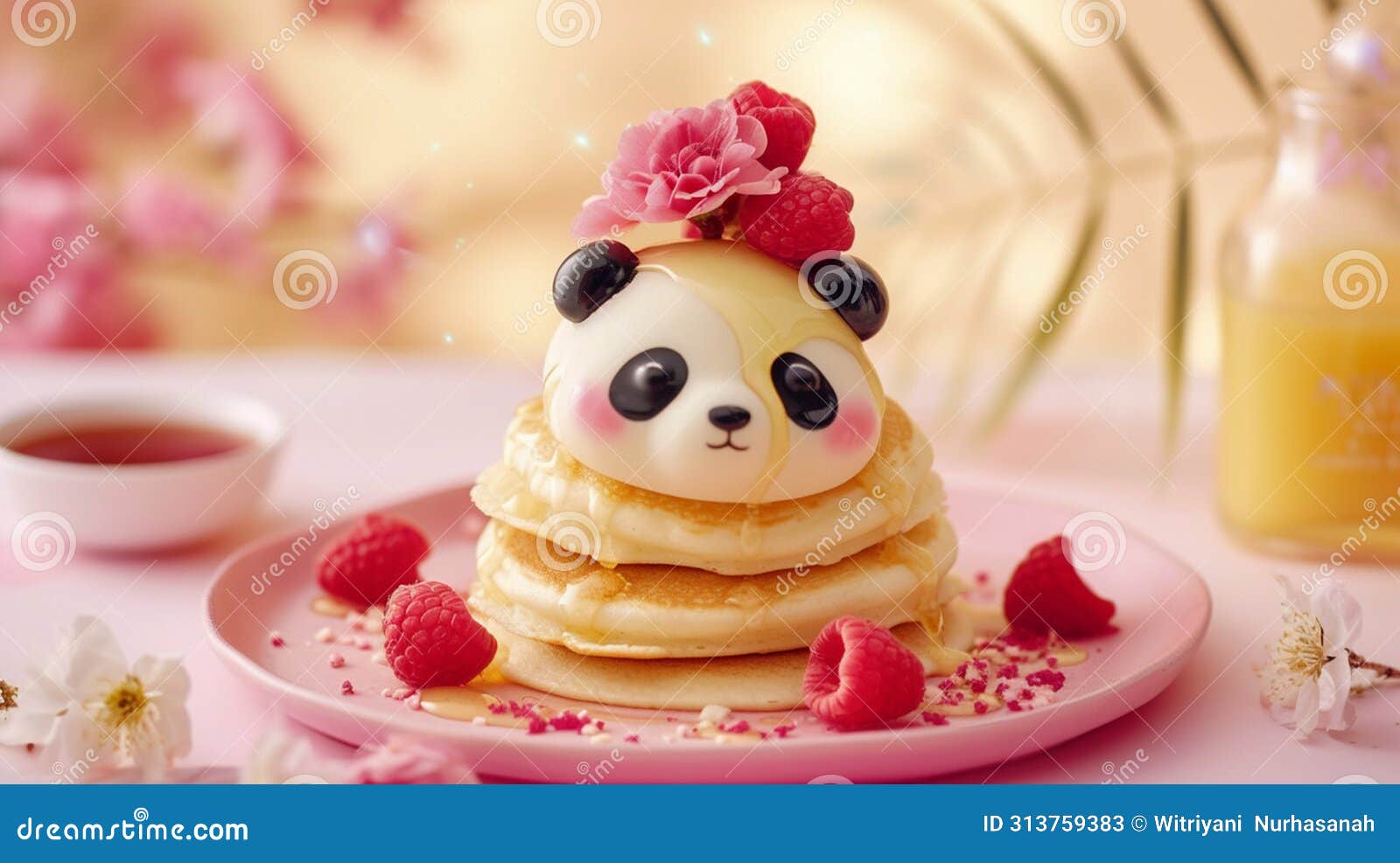 Happy Panda Pancake Stack Restaurant. Generative Ai Stock Image - Image ...