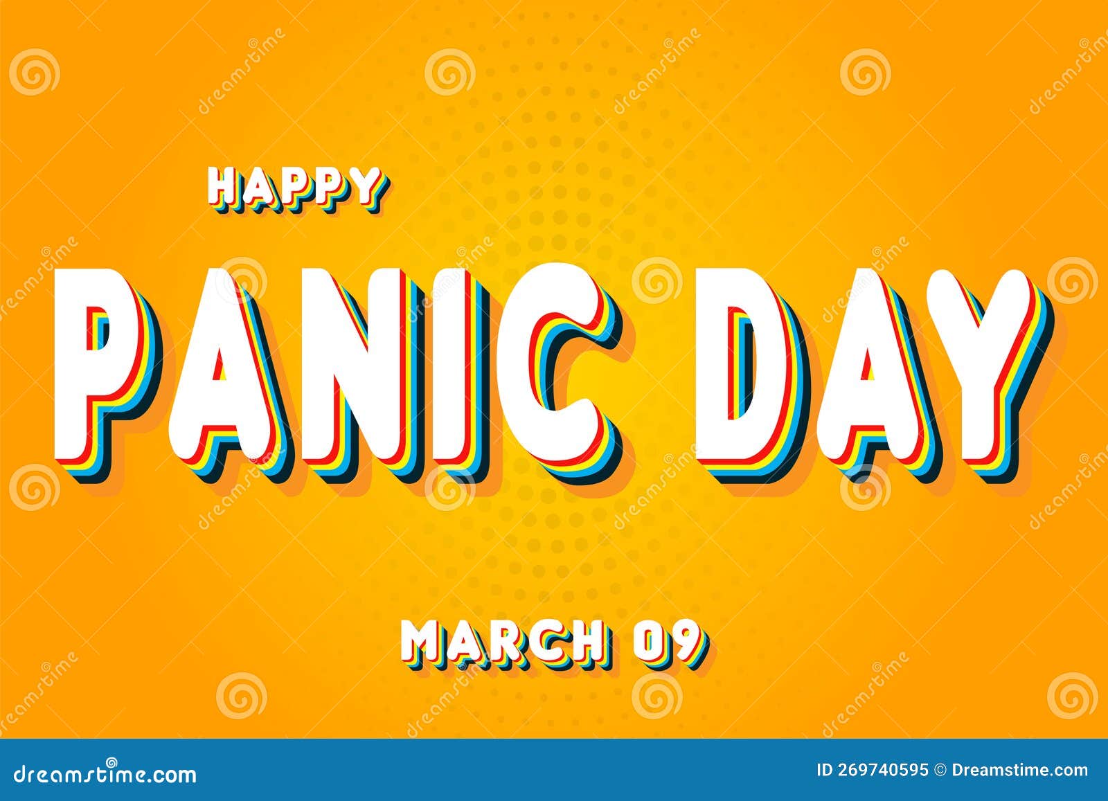 Happy Panic Day, March 09. Calendar of March Retro Text Effect, Vector ...