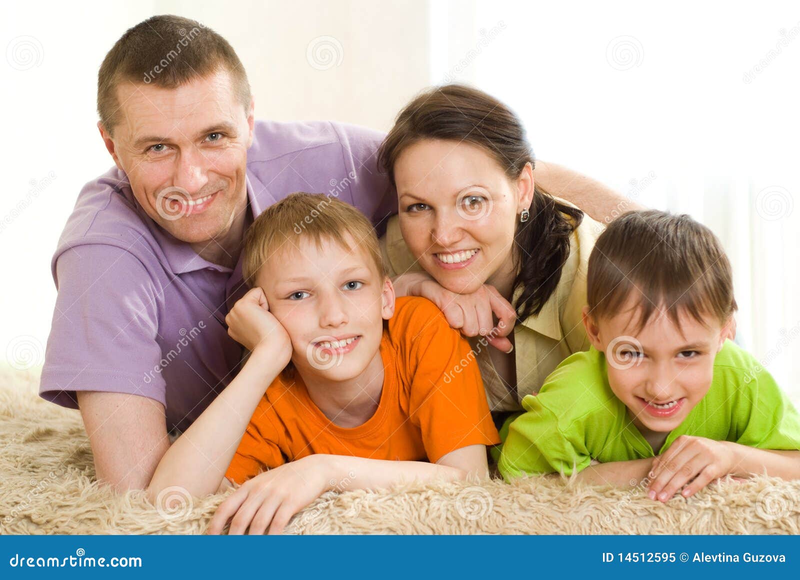 Happy Parents with Children Stock Image - Image of caucasian, house ...