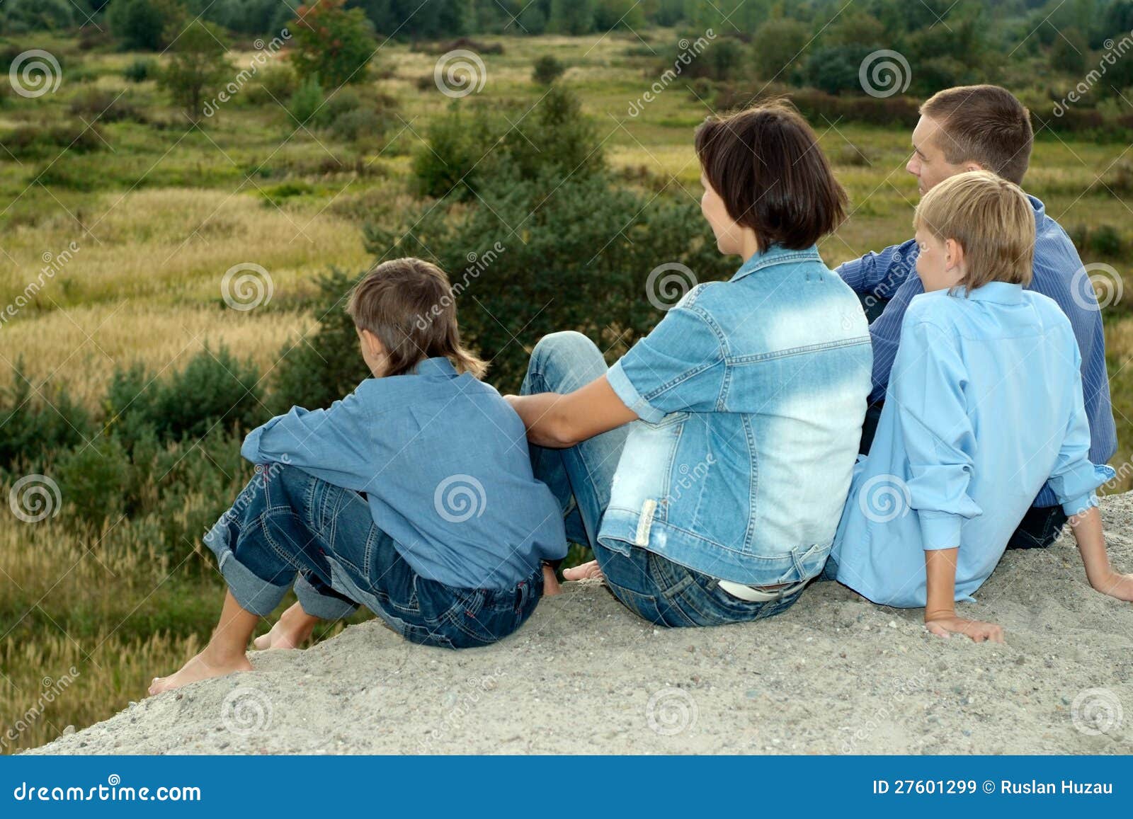 Happy Parents and Children Sit Stock Image - Image of attractive ...
