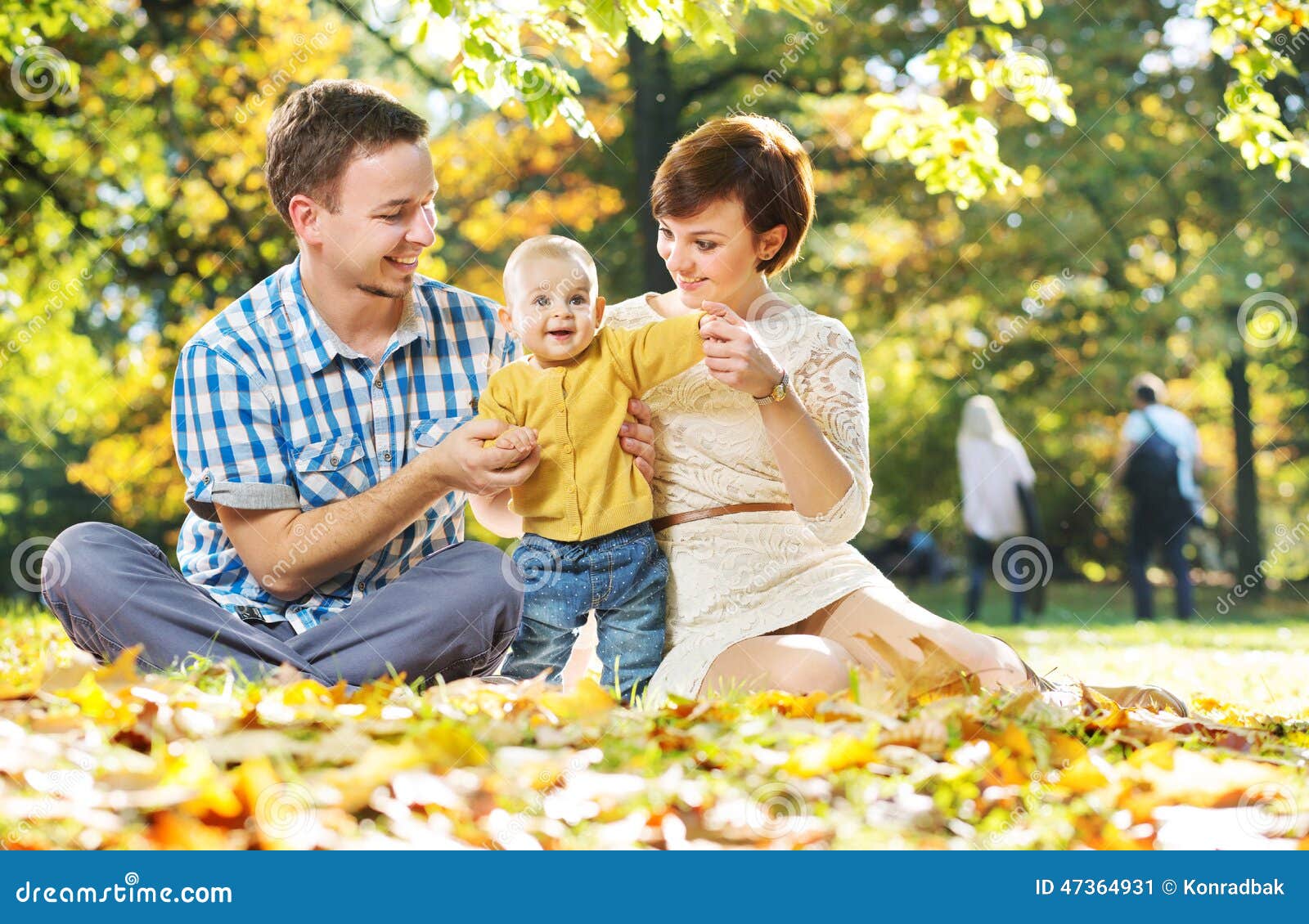Happy Parents with Cute Baby Stock Image - Image of femininity ...