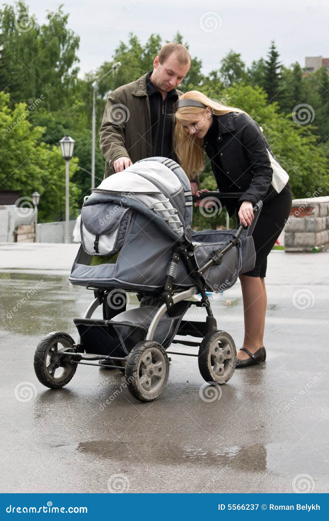 Happy Parents Look at the Baby. Stock Image - Image of father, family ...