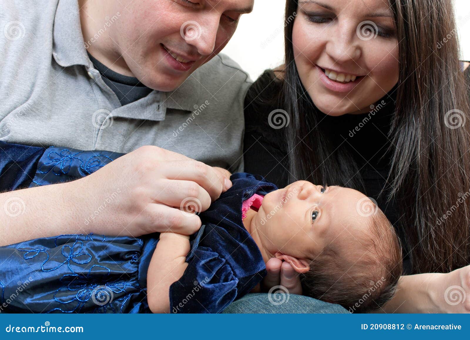 Happy Parents with a Newborn Infant Stock Photo - Image of mother ...