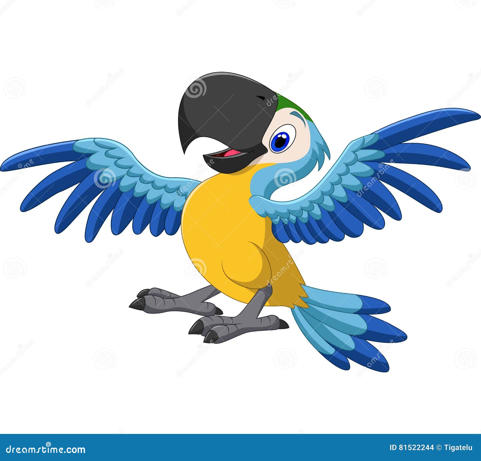 Happy parrot flying stock vector. Illustration of flying - 81522244