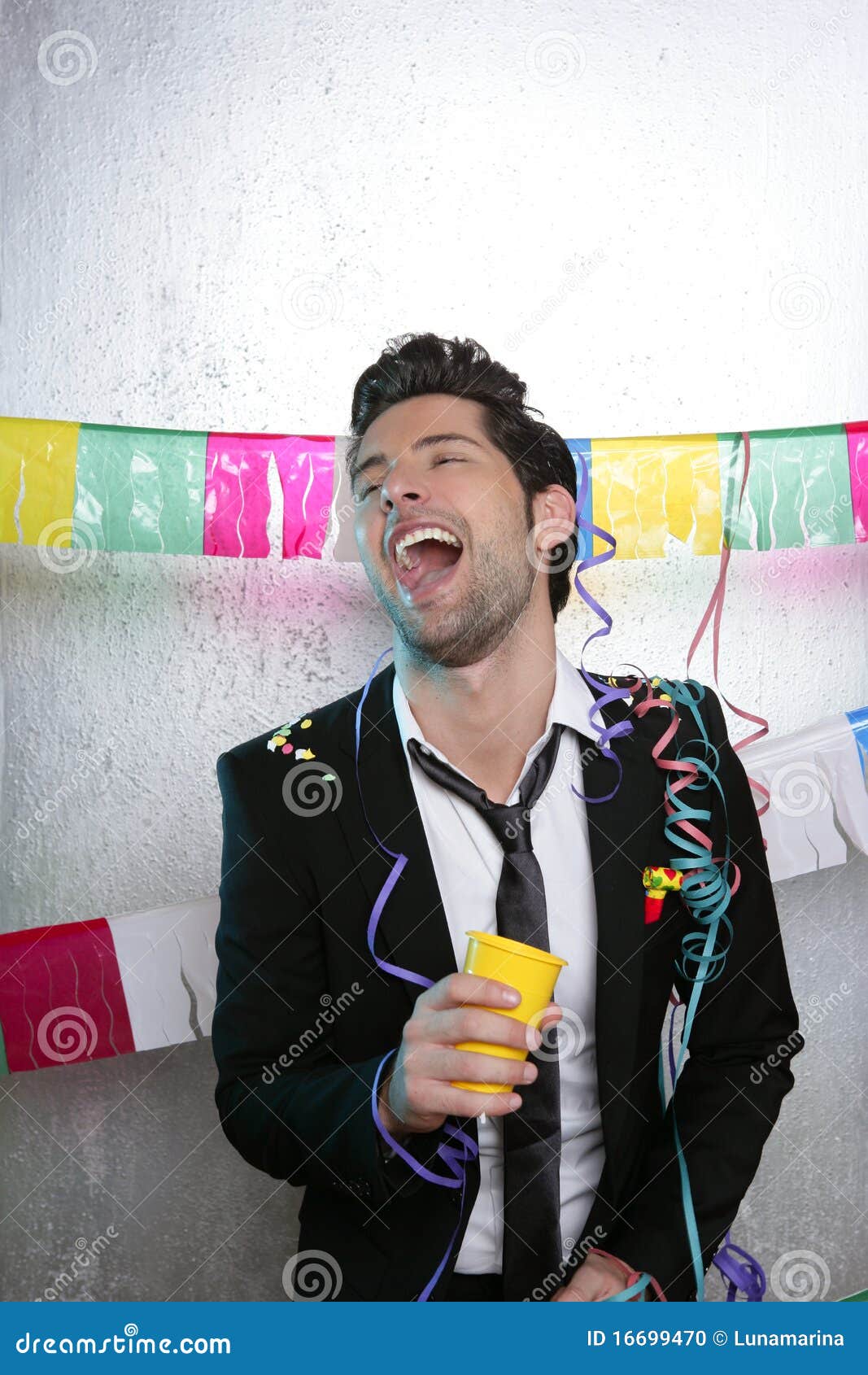 Happy Party Young Man Drinking Enjoying Alone Stock Photo - Image of ...