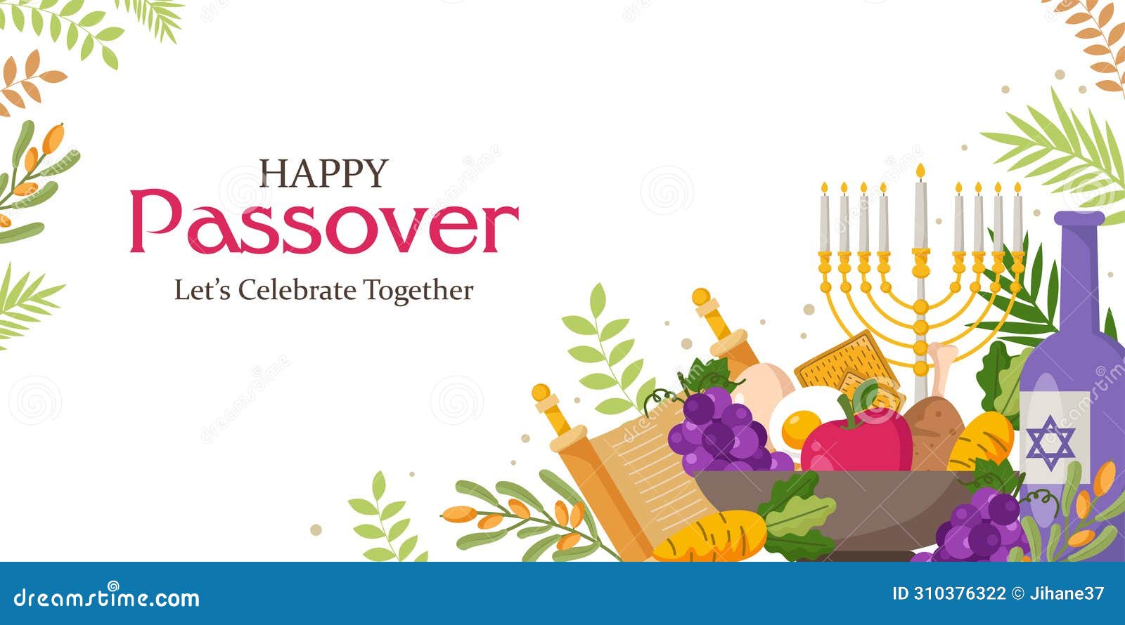 Passover Banner. Pesach Template For Your Design With Matzah And Spring ...
