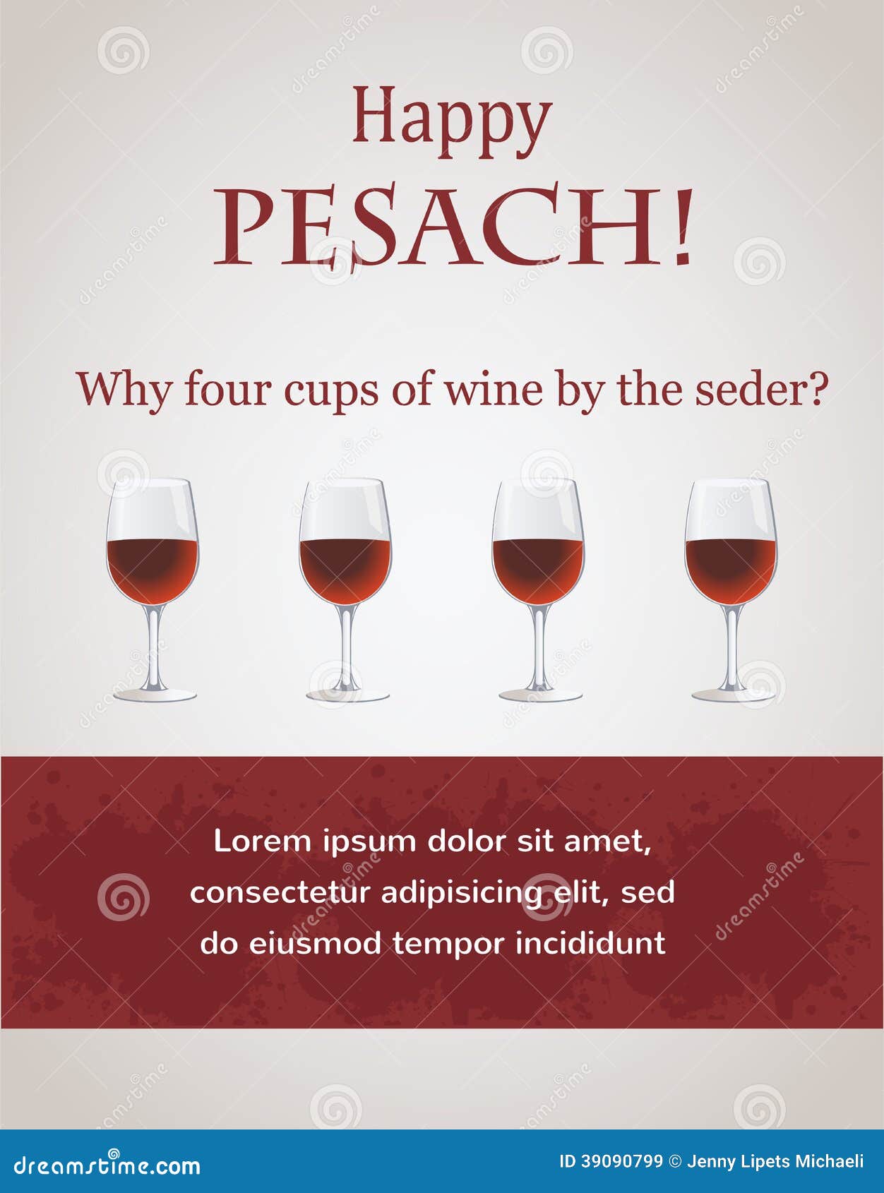 Happy Passover - 4 Cups of Wine for Seder Stock Illustration ...