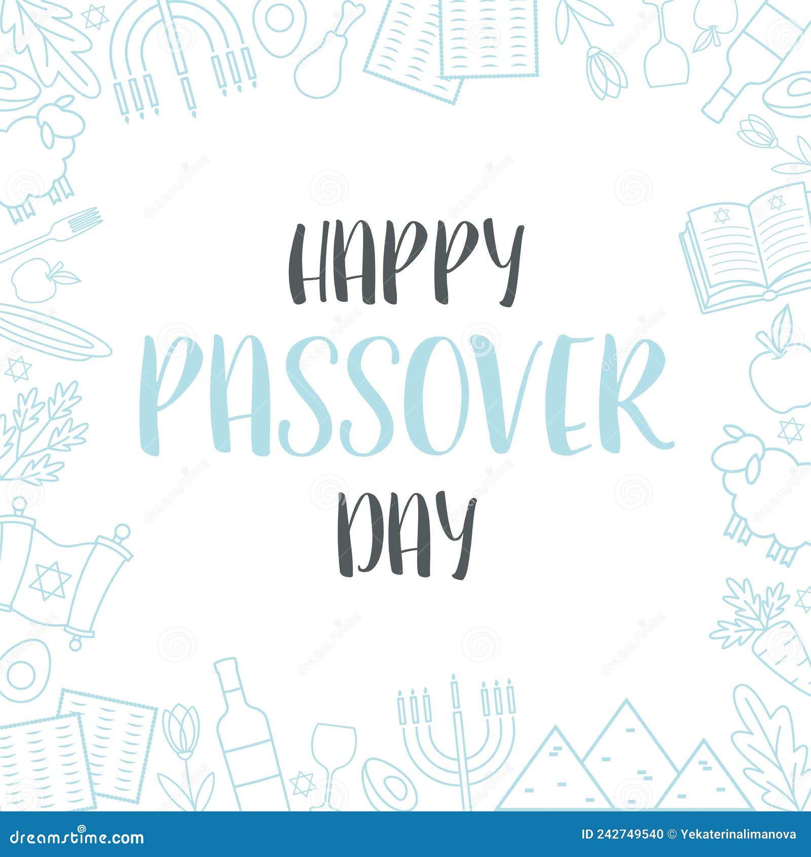 Happy Passover Pesach Day Greeting Card Stock Vector - Illustration of ...