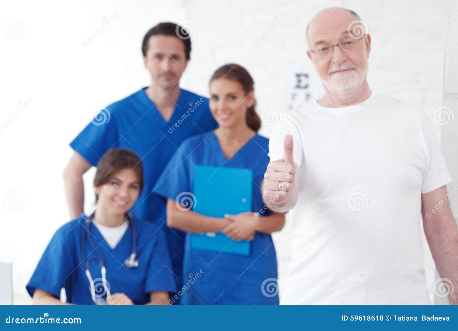 Happy patient and doctors stock photo. Image of healthcare - 59618618
