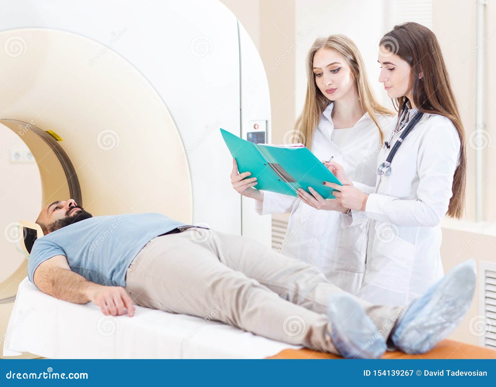 Happy Patient Undergoing Mri Scan at Hospital. Stock Image - Image of ...