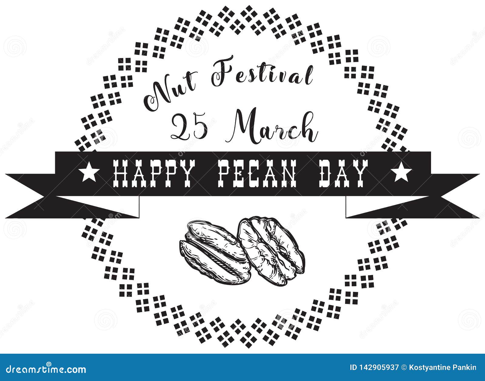 Happy pecan day stock vector. Illustration of isolated - 142905937