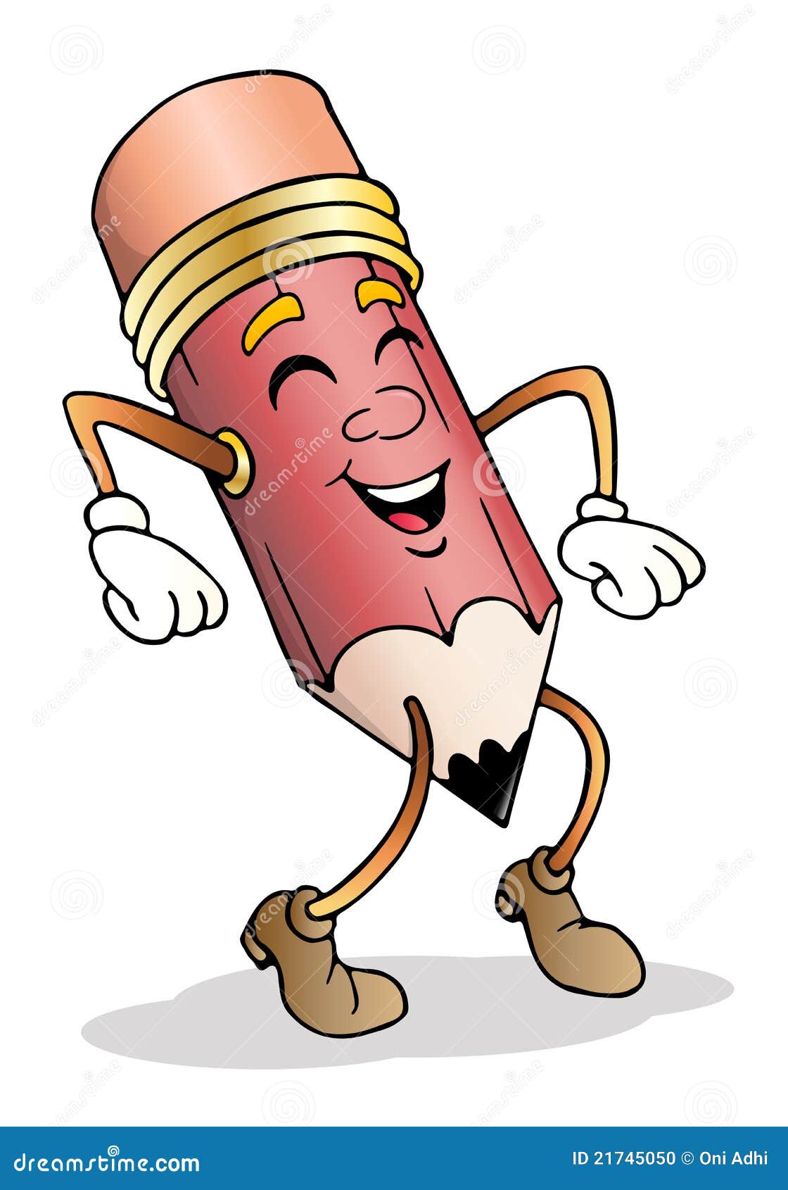 Happy Pencil With Eraser Cartoon Vector Illustration | CartoonDealer ...