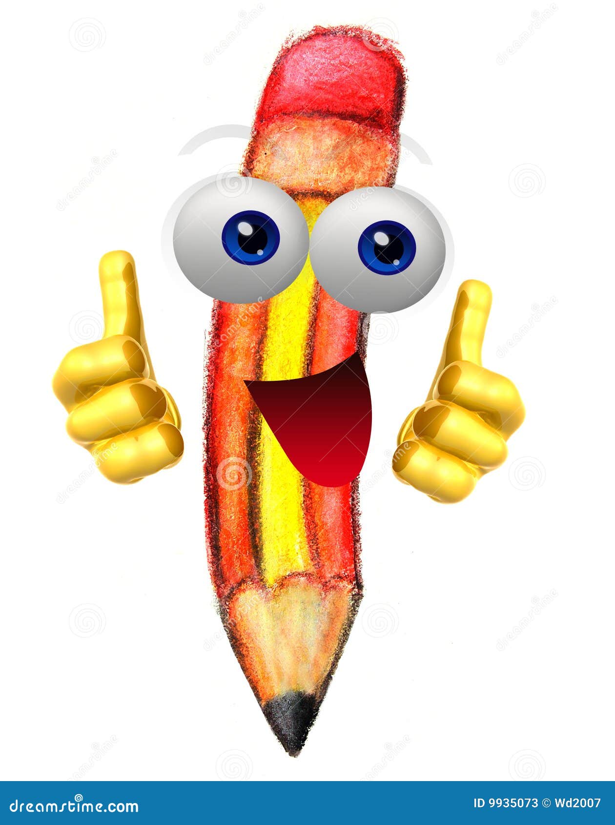 Happy Pencil With Eraser Cartoon Vector Illustration | CartoonDealer ...