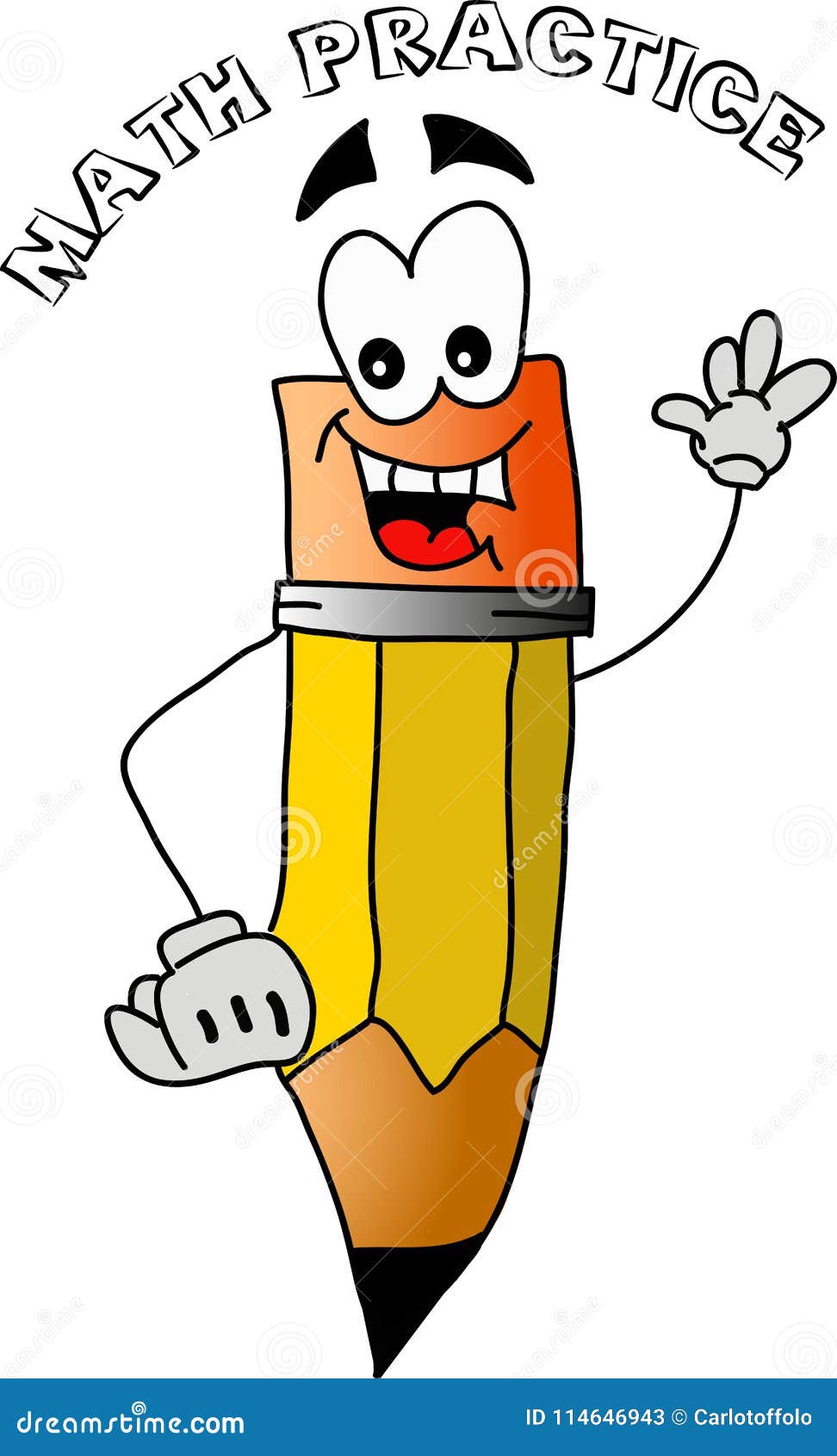 Happy Pencil Character MATH PRACTICE - Vector Stock Vector ...