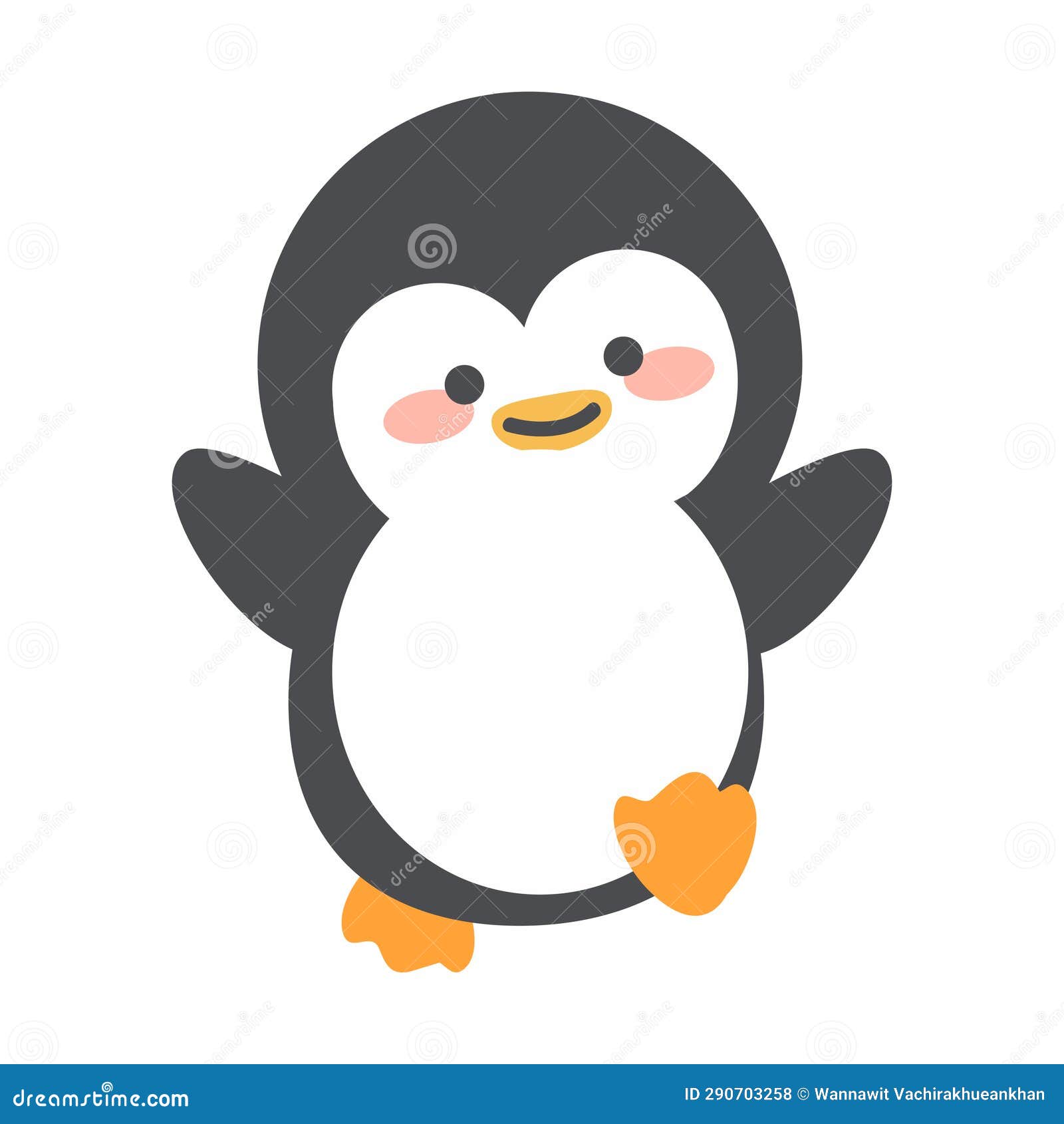Happy Penguin Cartoon Flat Vector Stock Vector - Illustration of love ...
