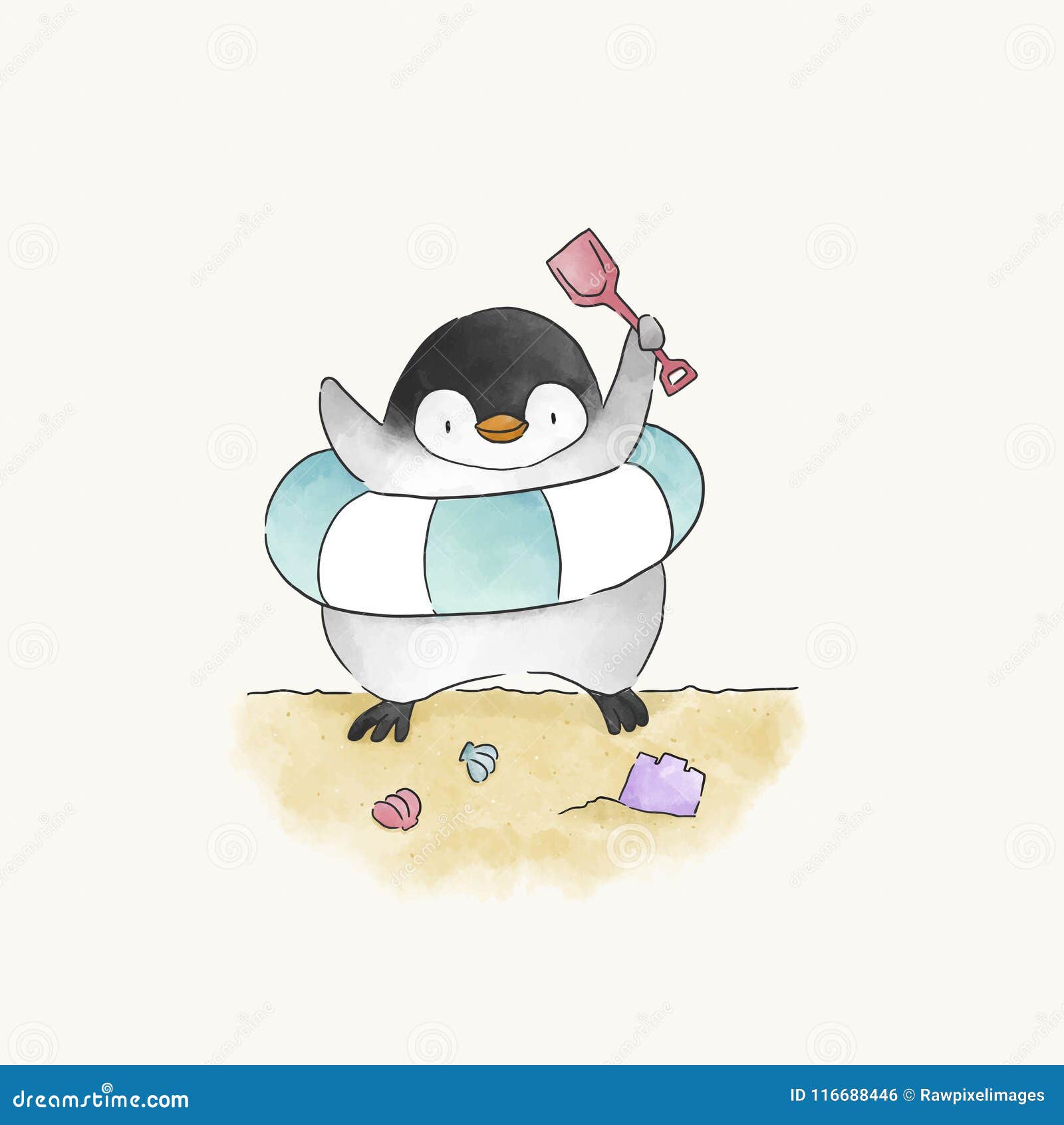 Happy Penguin Playing At A Beach Stock Photography | CartoonDealer.com ...
