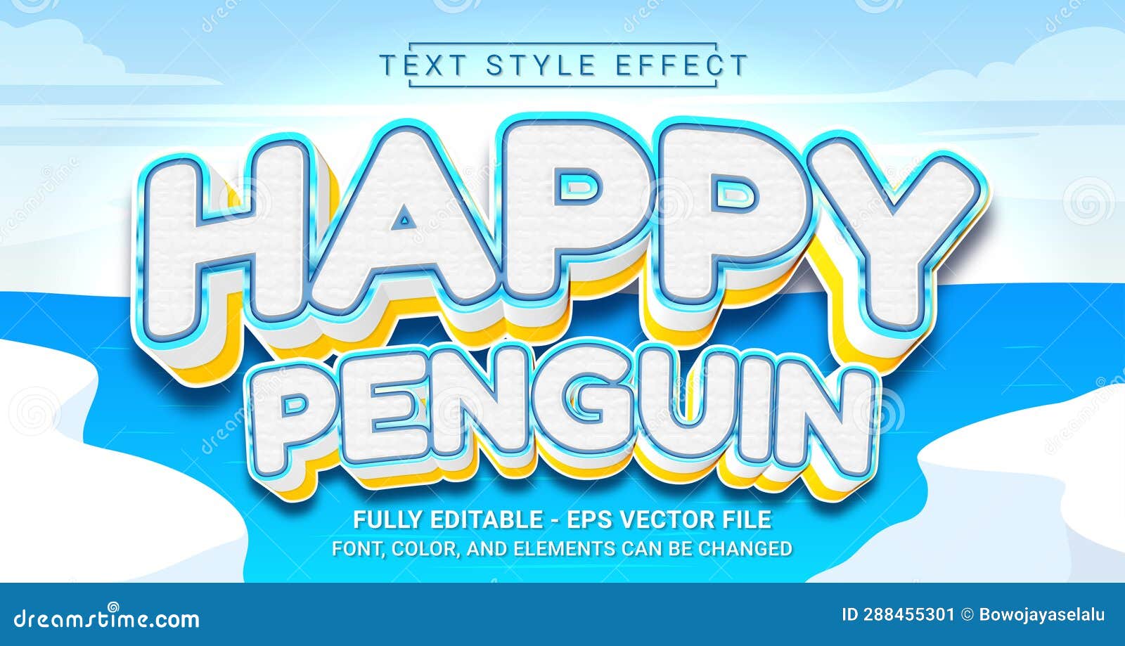 Happy Penguin Text Style Effect. Editable Graphic Text Template Stock ... Happy Penguin Text Style Effect. Editable Graphic Text Template Stock ...