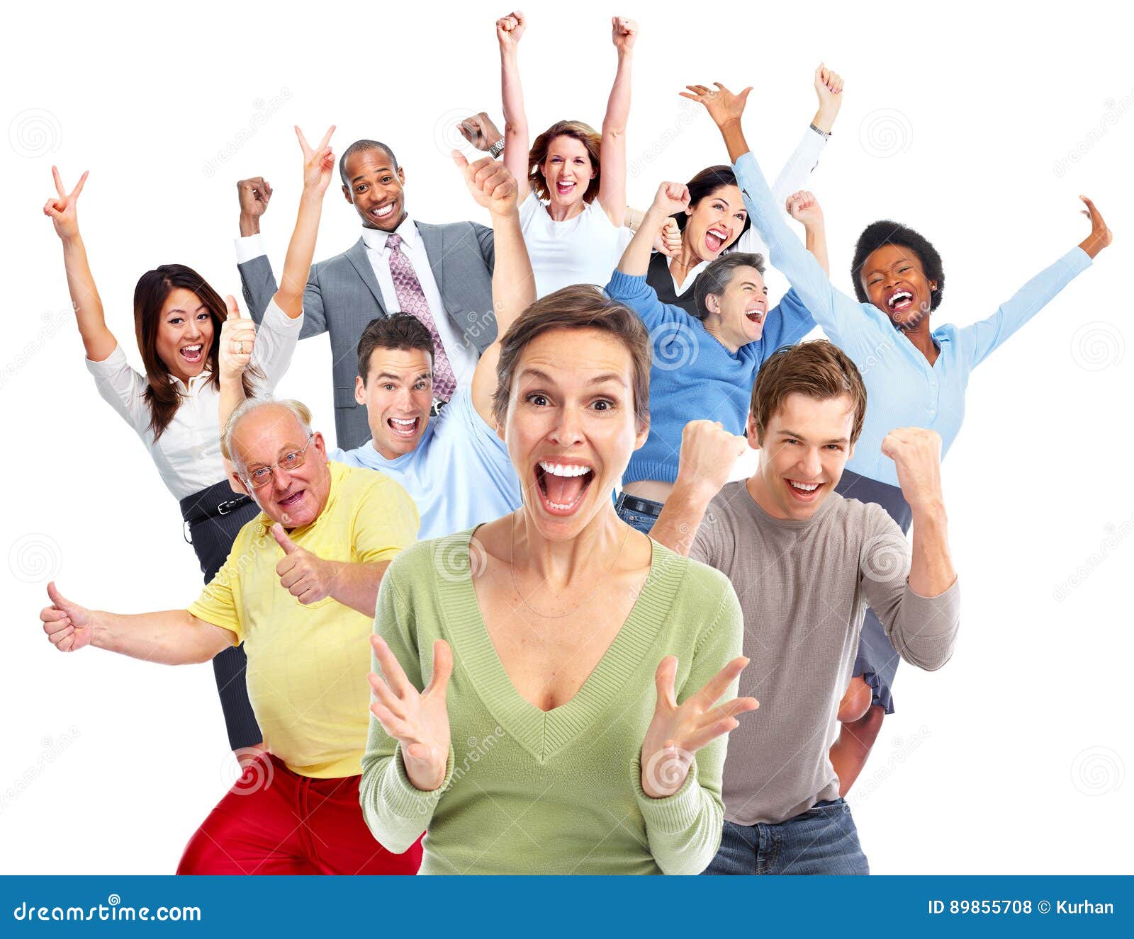 Happy people crowd. stock photo. Image of hands, lucky - 89855708