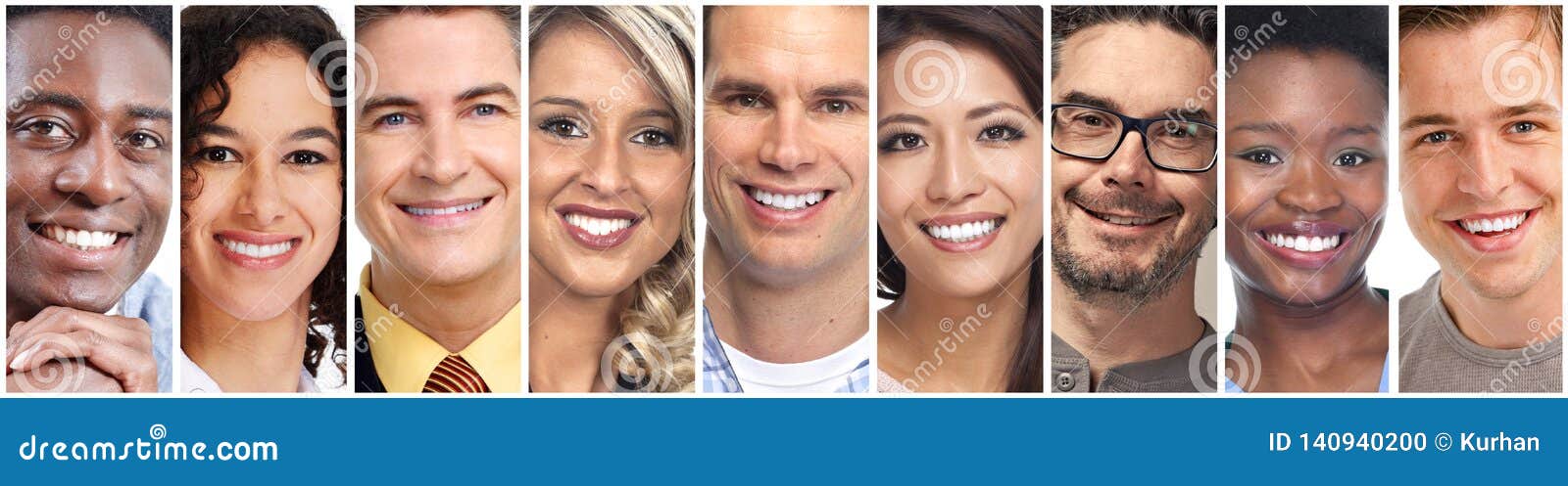 Happy people faces stock photo. Image of american, african - 140940200