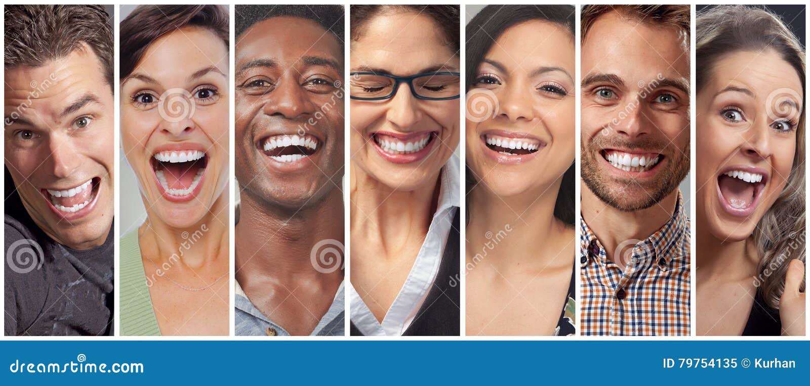 Happy people faces set stock image. Image of emotions - 79754135