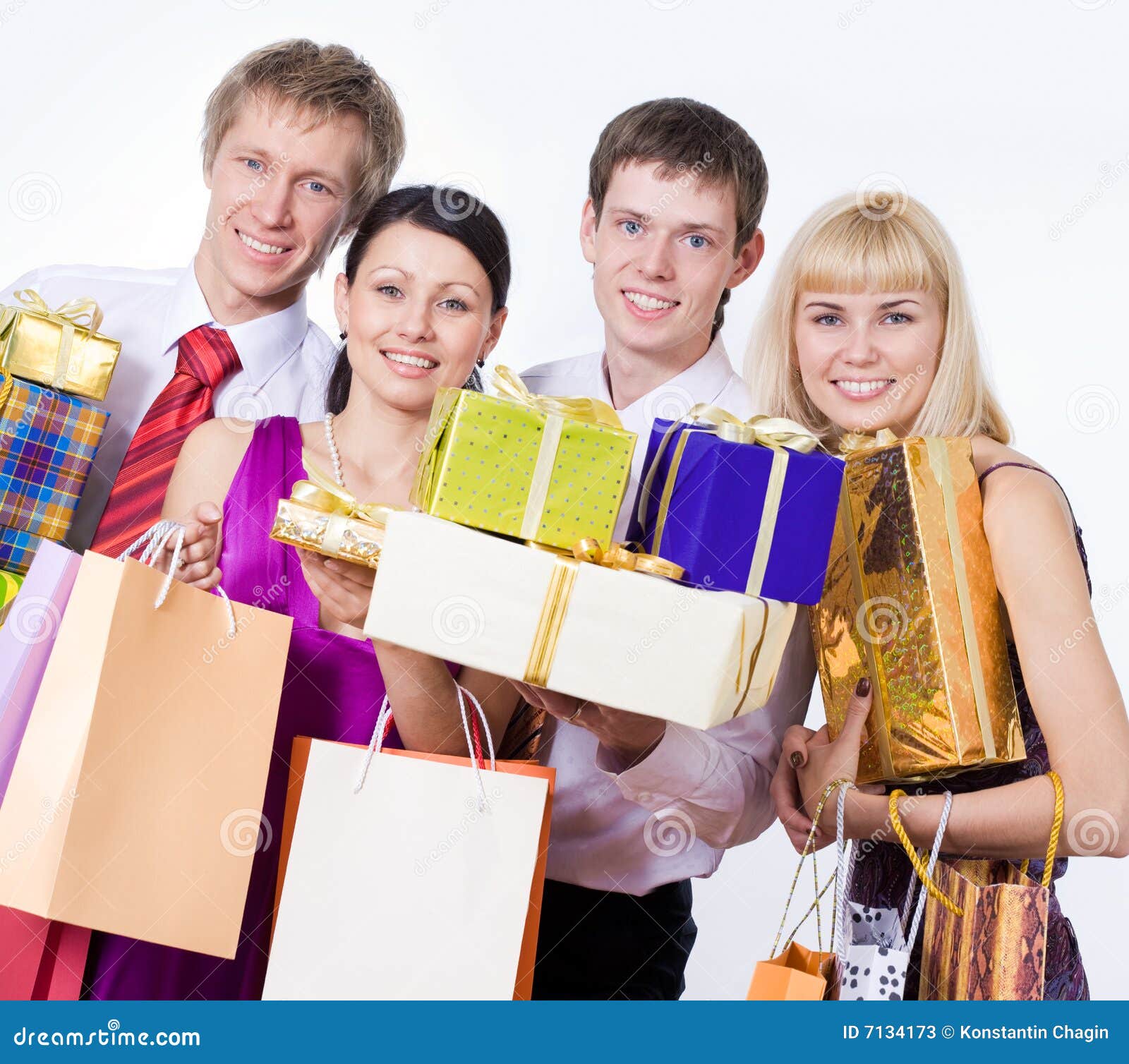 Happy People with Gift Boxes Stock Image - Image of anniversary ...