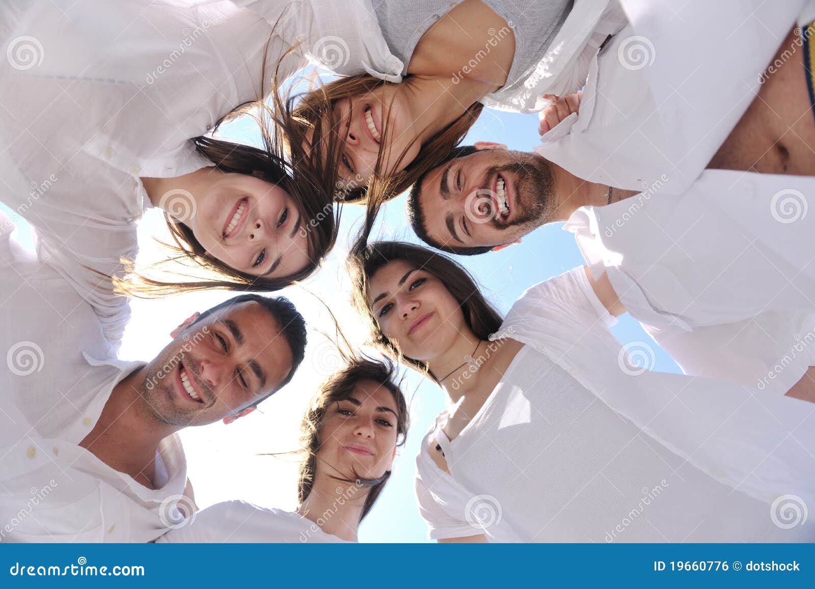 Happy People Group Have Fun and Running on Beach Stock Photo - Image of ...