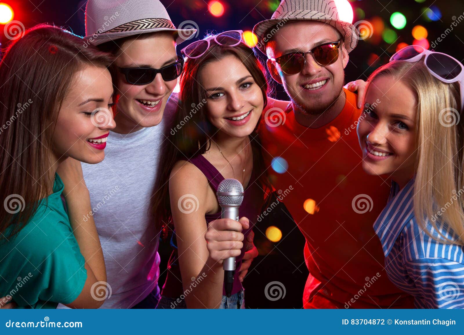 Happy People Having Fun Singing at a Party Stock Photo - Image of ...