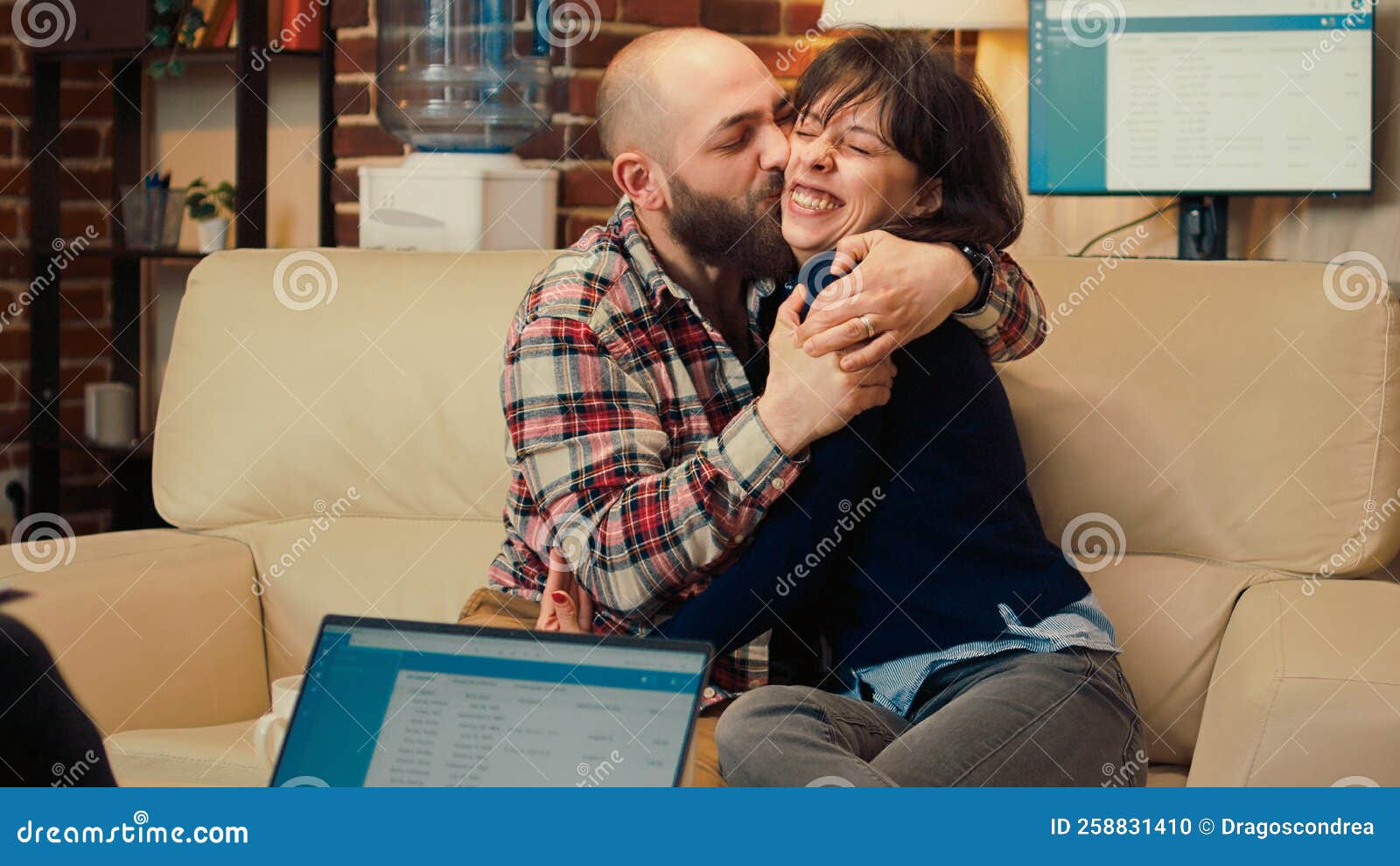 Happy People Hugging after Solving Relationship Problems Stock Photo ...