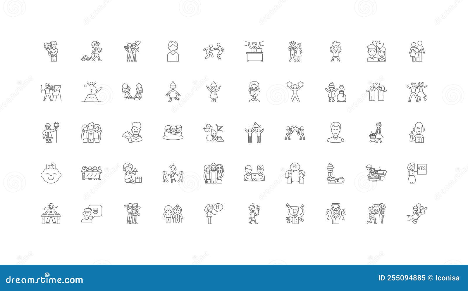 Happy People Ideas, Linear Icons, Line Signs Set, Vector Collection ...