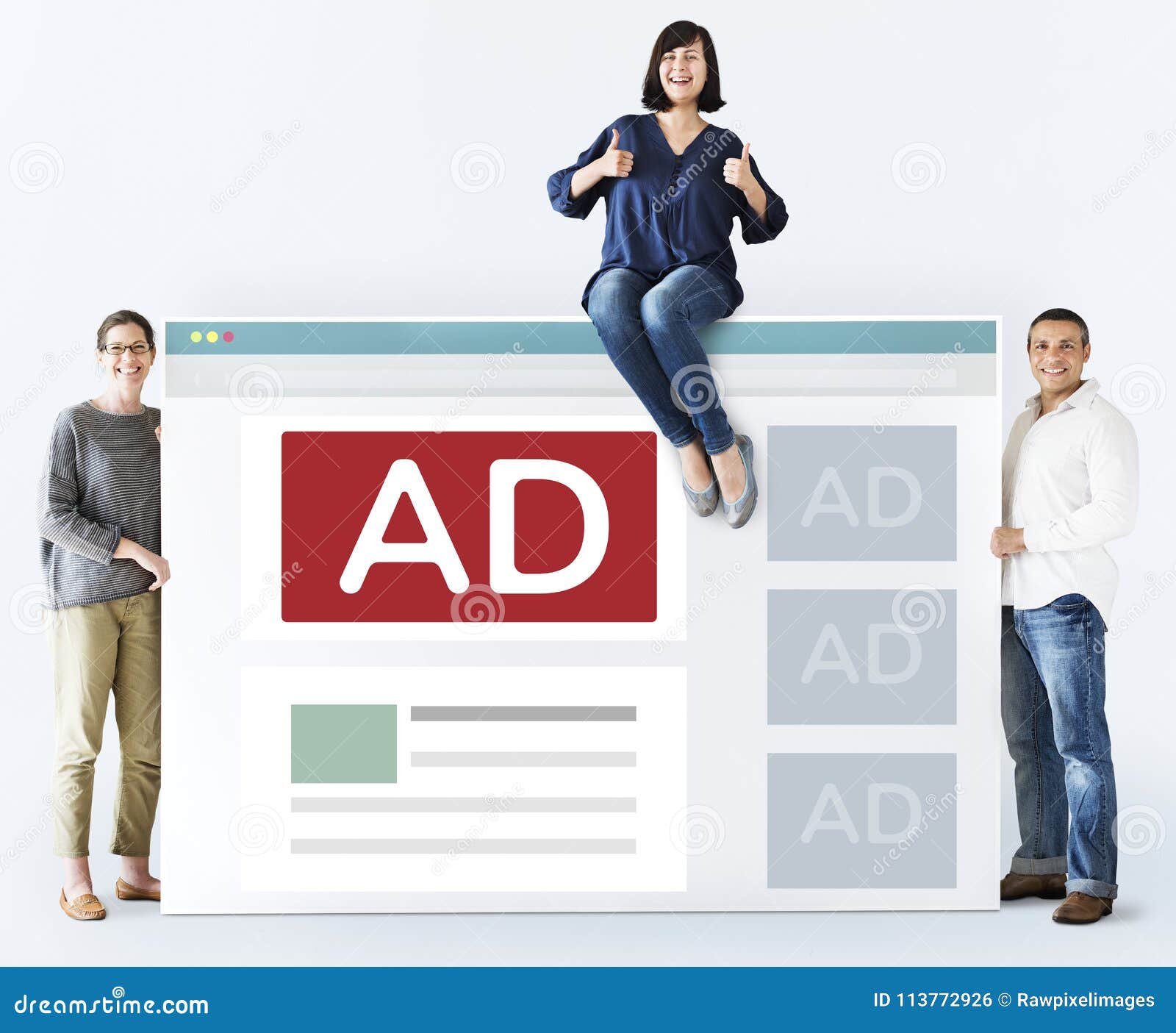 Happy People with Internet Browser Stock Photo - Image of display ...