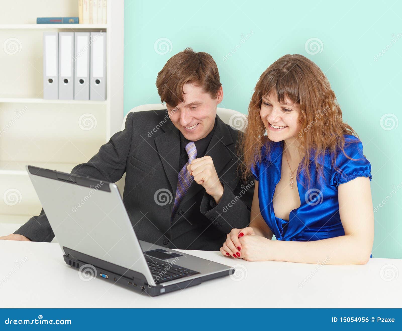 Happy People Looking at Laptop Screen Stock Photo - Image of necktie ...