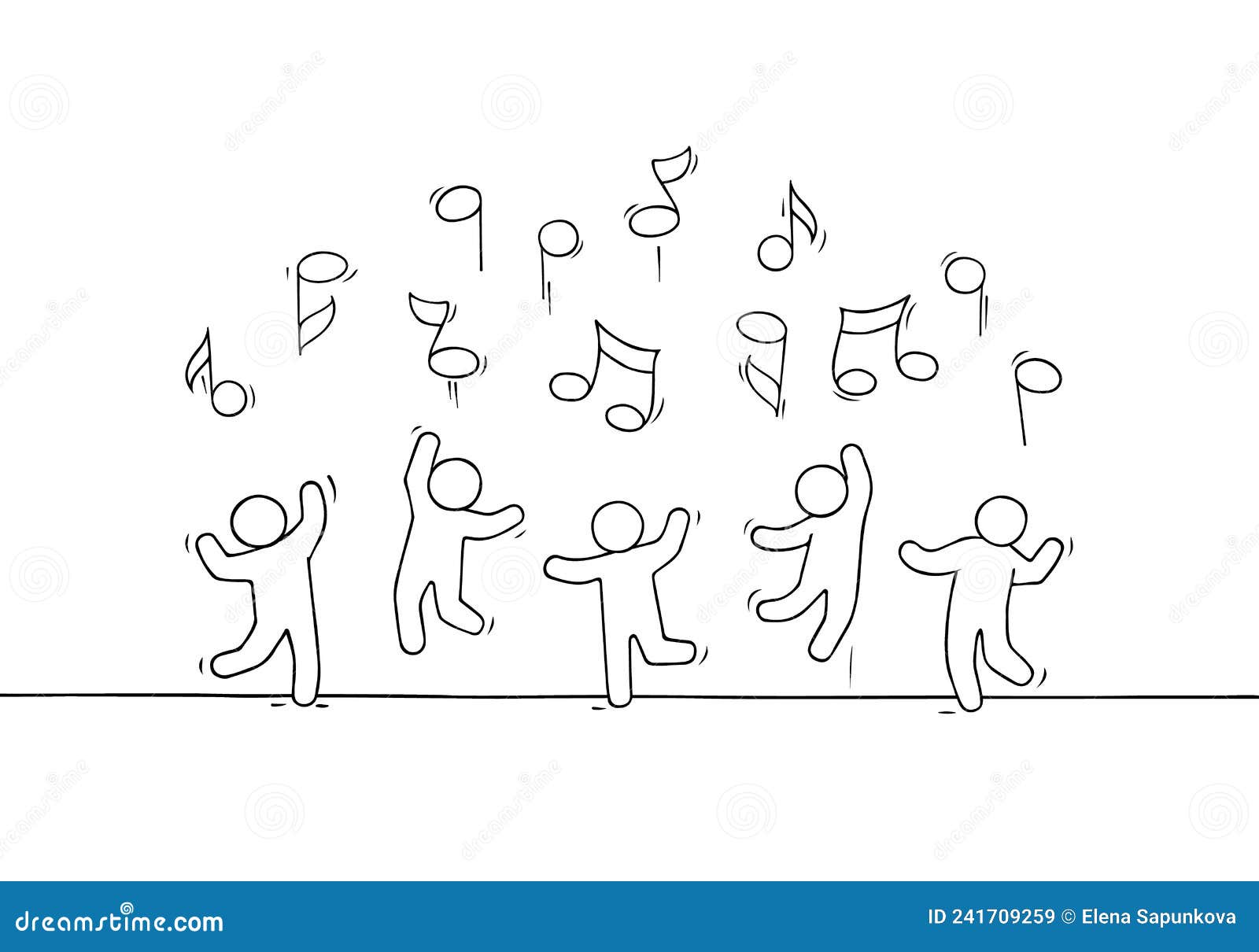 Happy people and notes stock vector. Illustration of musician - 241709259