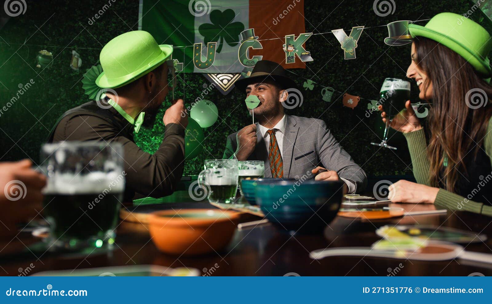 Happy People into a Pub for Saint Patrick Day Stock Photo - Image of ...