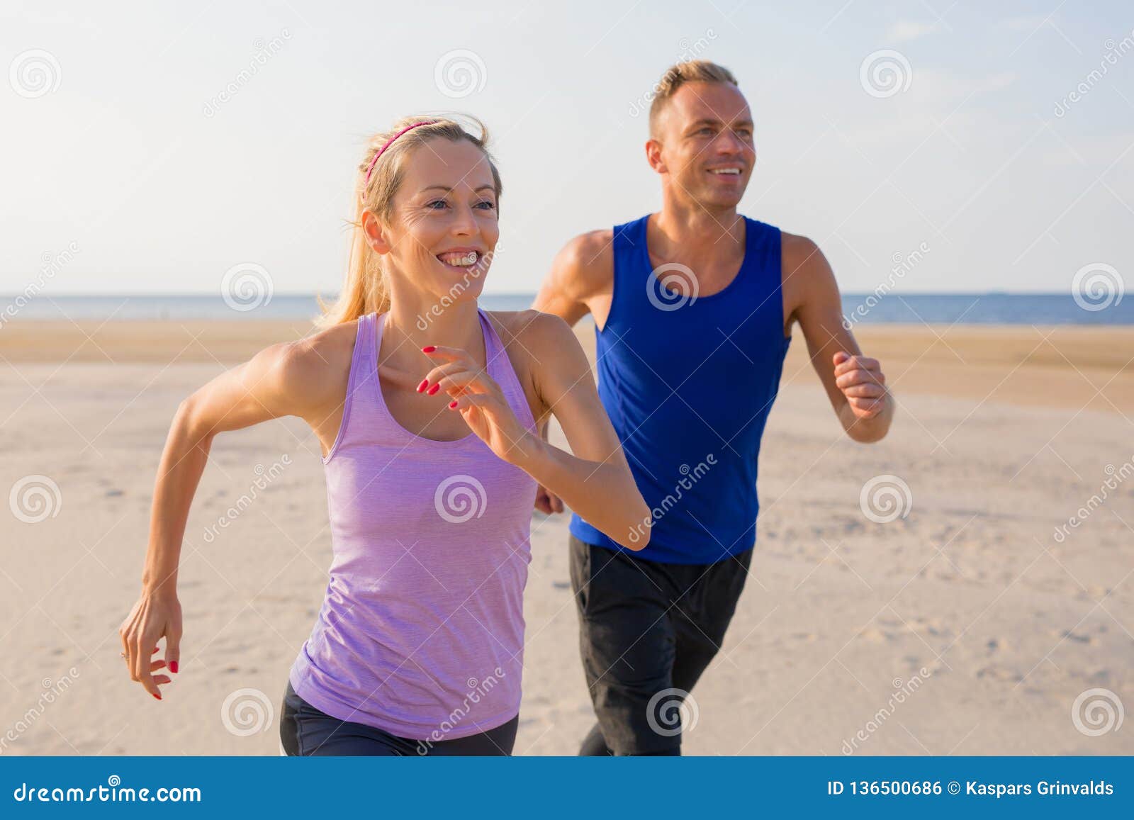 Happy People Running Outdoors Together Stock Photo - Image of endurance ...