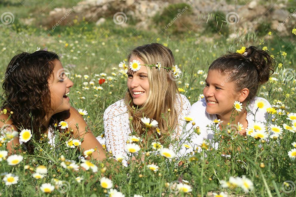 Happy people in summer stock image. Image of hippie, meadow - 733763