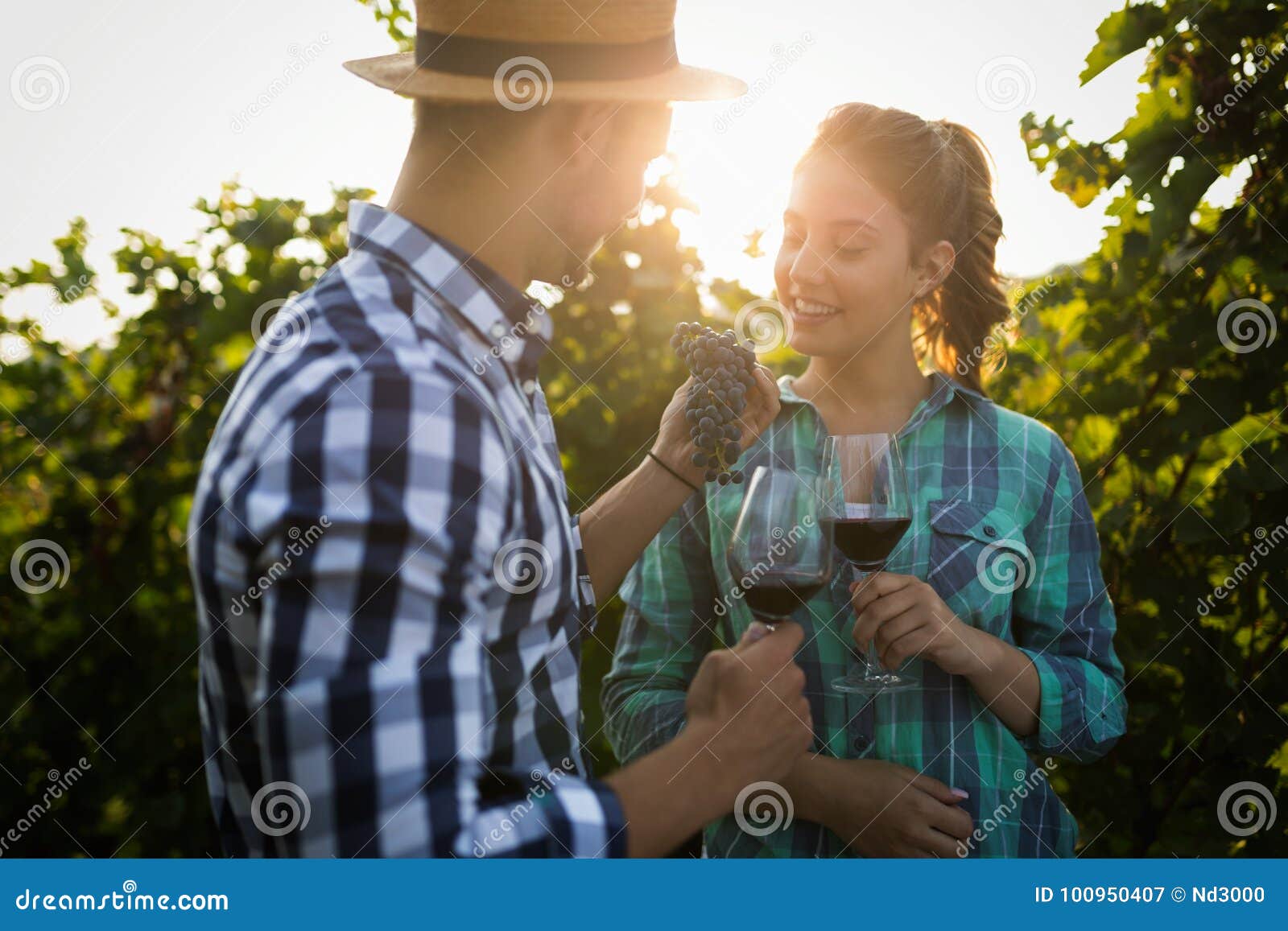 People Tasting Wine in Vineyard Stock Image - Image of caucasian ...