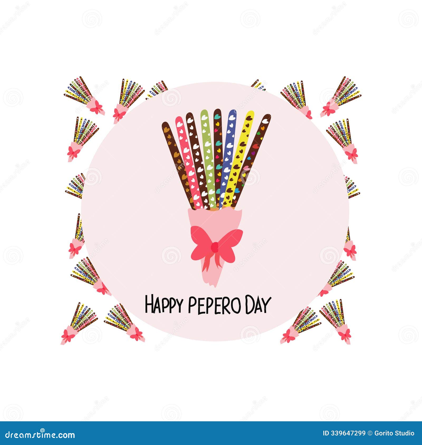 Pepero Day Card Vector Illustration Isolated On Pink Background ...