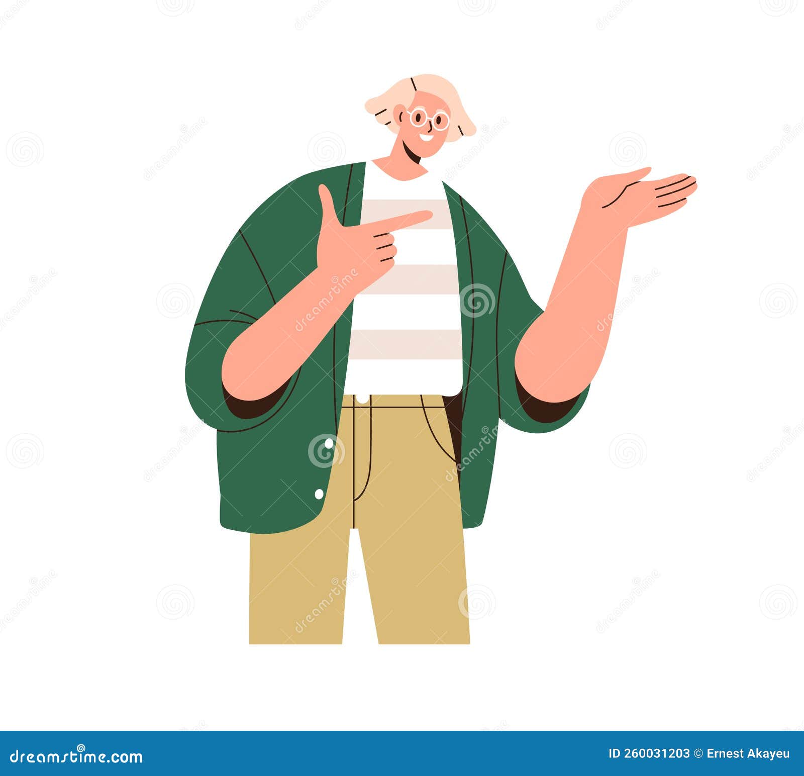 Happy Person Showing, Presenting Smth with Hand Gesture To Side ... Happy Person Showing, Presenting Smth with Hand Gesture To Side ...