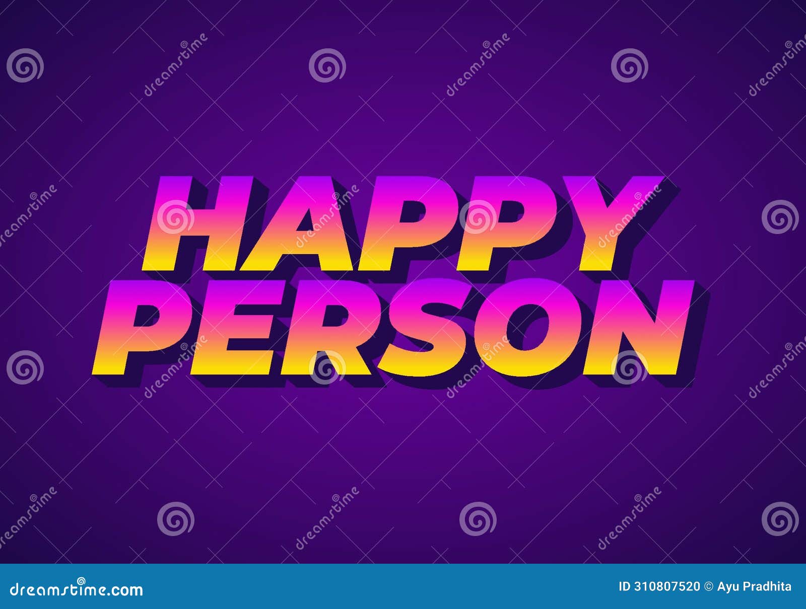 Happy Person. Text Effect in 3D Effect and Eye Catching Color Stock ...