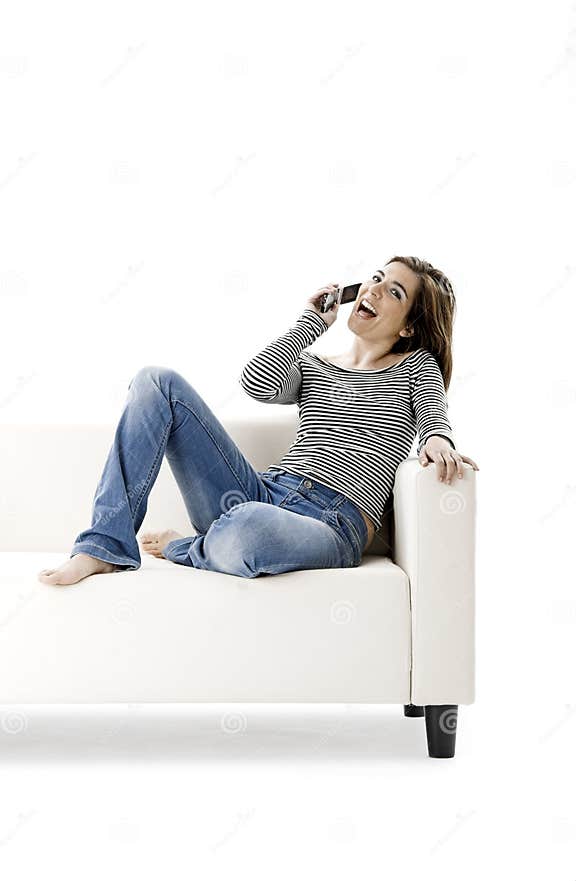 Happy phone call stock photo. Image of isolated, leisure - 4619132