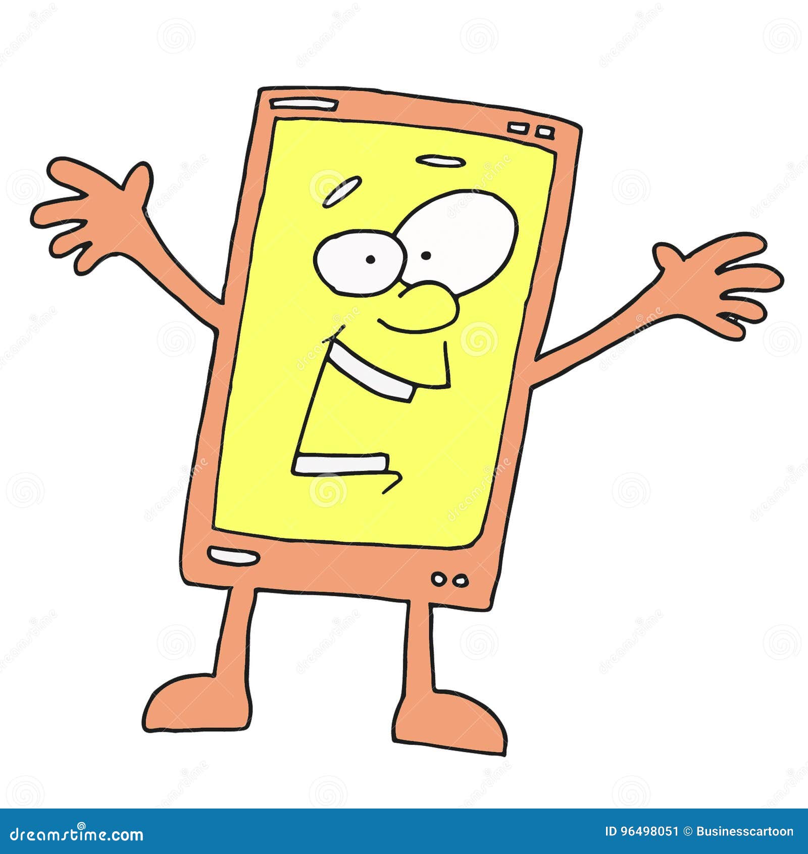 Happy Phone Cartoon stock illustration. Illustration of arrows - 96498051