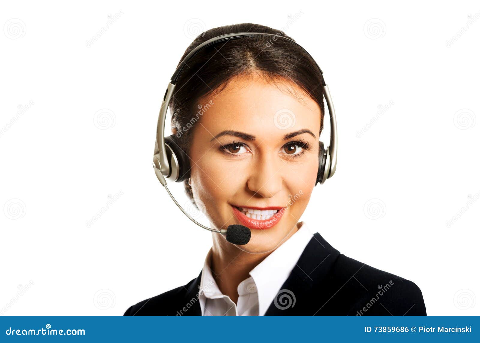 Happy Phone Operator in Headset Stock Photo - Image of consultation ...
