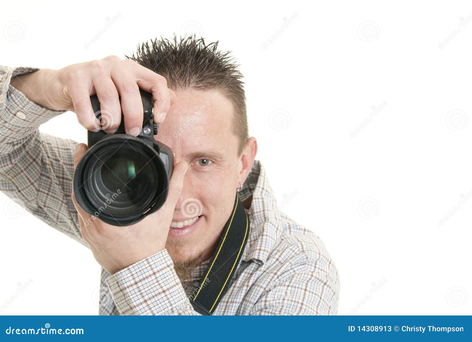 Happy photographer stock image. Image of cheerful, career - 14308913