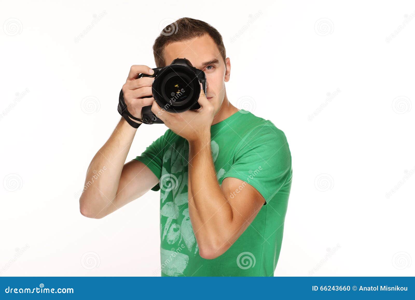 Happy Photographer with Camera. Stock Photo - Image of pretty, smiling ...